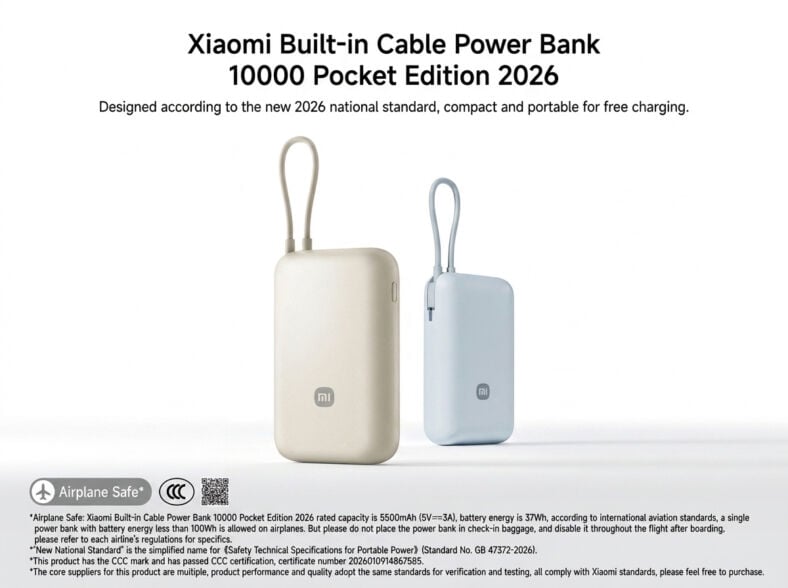 Xiaomi svela una power bank tascabile con cavo integrato e ricarica ...
